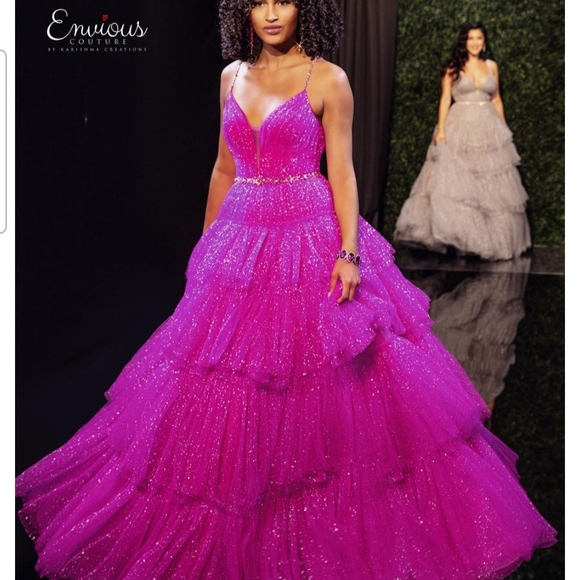 Envious Couture | Dresses | Envious Couture Pink Sparkling Gown | Poshmark